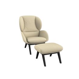 FLEXLUX Ohrensessel &raquo;Adria Designsessel, Loungesessel,&laquo; Stil & Komfort, organische Form, Fu&szlig; Holz schwarz beige 100% Polyester Chenille, B/H/T: 78cm x