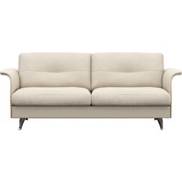 FLEXLUX 2,5-Sitzer &raquo;Glow Sofa, Couch,&laquo; Premium-Sitz: Kaltschaum & Federkern, Arml. Walnuss, Fu&szlig; Alu wei&szlig; 100% Echteder B/H/T: 191cm x 81cm x 91cm, 