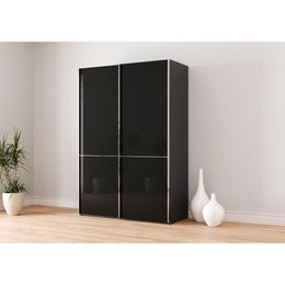 Musterring Schwebet&uuml;renschrank &raquo;Imola W&laquo; inkl. Einlegeb&ouml;den und Kleiderstangen, mit Glast&uuml;ren und Aufleistungen grau Floatglas, Holzwerkstoff B/H/T: 148,9cm x 