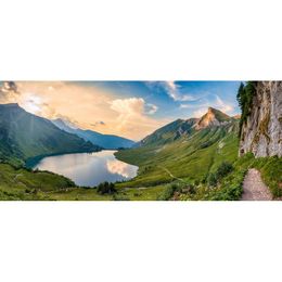 Leinwandbild &raquo;Wandbild BERGSEE XXL 60x140 cm &ndash; Leinwandbild Keilrahmen Deko modern&laquo; Berge Landschaft Natur See Seebilder 1 Stk. tlg. auf Keilrahmen 