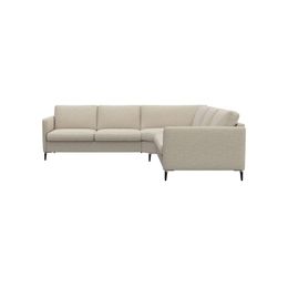 FLEXLUX Ecksofa &raquo;Fiore, L-Form, bequem und komfortabel durch hochwertigem Sitzaufbau&laquo; schmale Armlehnen, Kaltschaum, F&uuml;&szlig;e Alu+schwarz wei&szlig; 100% 
