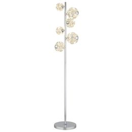 Globo LIGHTING LED Stehlampe &raquo;VIRINA&laquo; LED-Modul 1 Stk. Warmwei&szlig; Stehlampe/Kristalle/3000K/Wohnzimmer/Schlafzimmer/Flur silber 1 Stk.