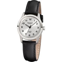 Regent Uhren Regent Damen Quarzuhr Armbanduhr, Damenuhr, Titangeh&auml;use, Lederarmband, analog, &Oslash; ca. 28mm schwarz Einheitsgr&ouml;&szlig;e