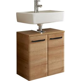 Waschbeckenunterschrank &raquo;Quickset 318, mit zwei T&uuml;ren, 60cm breit&laquo; 1 Stk. tlg. braun Holzwerkstoff Riviera Eiche quer Nachbildung, B/H/T: 60cm x 53cm 
