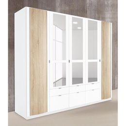 Priess Kleiderschrank mit gerundeten Elementen auf den Au&szlig;ent&uuml;ren wei&szlig; Holzwerkstoff B/H/T: 230cm x 193cm x 54cm, T&uuml;ren: 5 Stk.