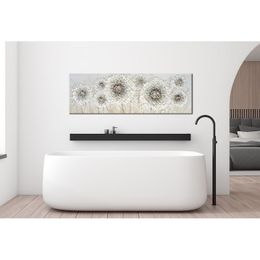 &Ouml;lgem&auml;lde &raquo;handarbeit BLUMEN 40x120 cm &ndash; Wandbild Kunst Deko modern&laquo; Blumen Blumenbilder Natur 1 Stk. tlg. handgefertigt, jedes Bild ein Unikat wei&szlig; 
