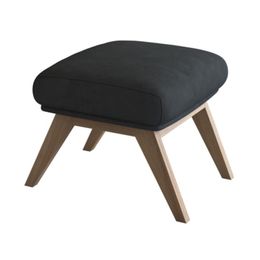 FLEXLUX Polsterhocker &raquo;Adria&laquo; Fu&szlig; Eiche, Fu&szlig;hocker f&uuml;r Ohrensessel grau 100% Polyester B/H/T: 54cm x 41cm x 41cm, Lederoptik