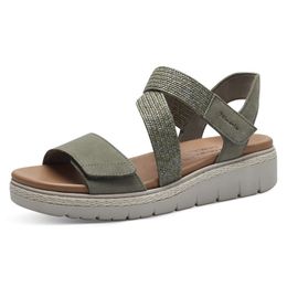 Tamaris Damen Keilsandalette , Sommerschuh, Sandale, Plateauabsatz, mit Klettverschluss gr&uuml;n 36