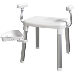 Bischof Dusch- und Badhocker &raquo;Tray Comfort&laquo; belastbar bis 150 kg Mit schwenkbarer Ablage 28x21cm und 360&deg; drehbarer Sitzfl&auml;che, T&Uuml;V-GS wei&szlig; Einheitsgr&ouml;&szlig;e