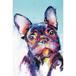 Leinwandbild &raquo;Wandbild BULLDOGGE 60x90 cm &ndash; Leinwandbild Keilrahmen Deko modern&laquo; 1 Stk. tlg. auf Keilrahmen gespannt bunt Canvas, MDF B/H/T: 60cm x 