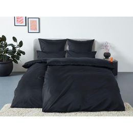 OTTO home Bettw&auml;sche &raquo;Mila ab Gr. 135x200 cm aus 100% Baumwolle&laquo; 2 zeitlos elegante Uni Bettw&auml;sche in verschiedenen Premium Qualit&auml;ten schwarz Mako-