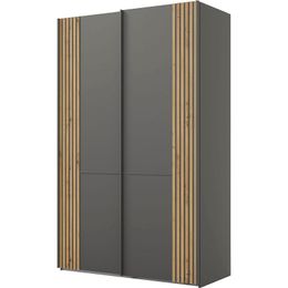 Musterring Schwebet&uuml;renschrank &raquo;Isabelle&laquo; T&uuml;ren mit Lamellenoptik, verschiedene Gr&ouml;&szlig;en und Farben, H&ouml;he 236cm grau Hartfaserplatte, Holzwerkstoff Graphit-Dekor, 