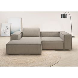 Home Affaire Ecksofa &raquo;Watertown, kompakte L-Form, 246 cm breite f&uuml;r kleinere R&auml;ume&laquo; modernes Ecksofa mit Feincordbezug, platzsparend & bequem beige 95