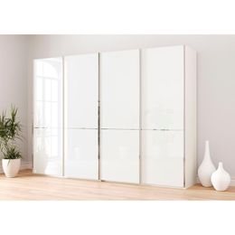 Musterring Schwebet&uuml;renschrank &raquo;Imola W&laquo; inkl. Einlegeb&ouml;den und Kleiderstangen, mit Glast&uuml;ren und Aufleistungen wei&szlig; Floatglas, Holzwerkstoff B/H/T: 296,3cm x 