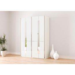 Musterring Schwebet&uuml;renschrank &raquo;Imola W&laquo; inkl. Einlegeb&ouml;den und Kleiderstangen, mit Glast&uuml;ren inkl. Zierspiegel wei&szlig; Floatglas, Holzwerkstoff B/H/T: 148,9cm x 