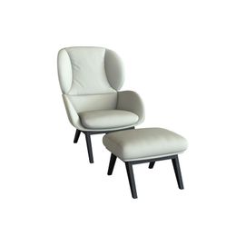 FLEXLUX Ohrensessel &raquo;Adria Designsessel, Loungesessel,&laquo; Stil & Komfort, organische Form, Fu&szlig; Holz schwarz wei&szlig; 100% Echteder Echtleder, B/H/T: 78cm x 