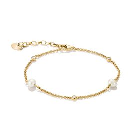 Thomas Sabo Damen Thomas Sabo Perlenarmband &raquo;Armband mit Perlen gelbgoldfarben klein&laquo; mit Zirkonia (synth.) - mit S&uuml;&szlig;wasserzuchtperle 19, Metall 