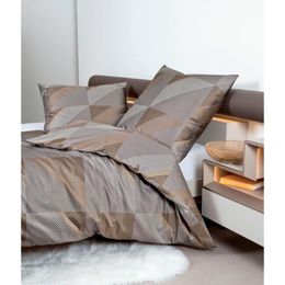 Janine Bettw&auml;sche &raquo;J. D.&laquo; 2 Stk. mit Reissverschluss grau Mako-Satin, Obermaterial: 100% Baumwolle B/L: 155cm x 200cm, 1 Stk., 1 Stk., Mako-Satin, B/L: 80cm 