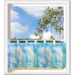 Weckbrodt-Gardinen Scheibengardine &raquo;Schilfgras&laquo; Schlaufen 1 Stk. tlg. Bistro, Voile, floral, transparent, HxB 45x120cm, Gardine, Store bunt Voile, Polyester 45cm, 