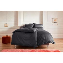 OTTO home Bettw&auml;sche &raquo;Mila ab Gr. 135x200 cm aus 100% Baumwolle&laquo; 3 Stk. zeitlos elegante Uni Bettw&auml;sche in verschiedenen Premium Qualit&auml;ten grau Mako-