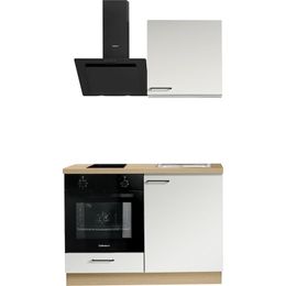 KOCHSTATION K&uuml;chenzeile &raquo;KS-Solmera&laquo; Breite 120cm, vormontiert, inkl. Tisch, wahlweise mit E-Ger&auml;ten wei&szlig; B/H/T: 120cm x 207cm x 60cm, ohne Ger&auml;te, 