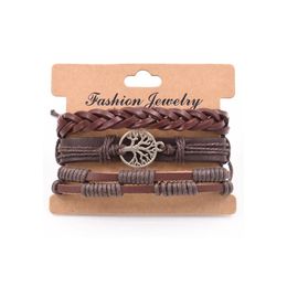 Firetti Armband Set &raquo;Multipack Schmuck Geschenk Armschmuck Lederarmband Lebensbaum&laquo; Made in Germany silber 26cm, Edelstahl Leder