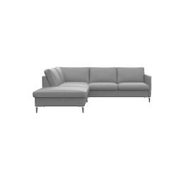 FLEXLUX Ecksofa &raquo;Fiore, L-Form&laquo; schmale Armlehnen, F&uuml;&szlig;e Alu/schwarz, B/T 234/225cm, Kaltschaum im Sitz schwarz 100% Echteder B/H/T: 234cm x 85cm x 
