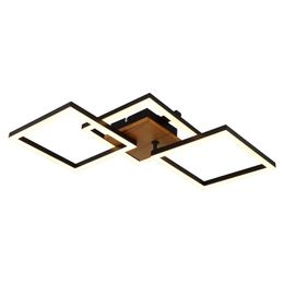 Globo LIGHTING Deckenleuchte &raquo;KERRY&laquo; LED-Modul 1 Stk. Warmwei&szlig; Deckenleuchte Schwarz/Holz, Opal, beweglich, LED 30W schwarz 1, H: 7,5cm, 1 Stk.