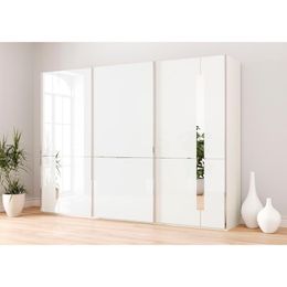 Musterring Schwebet&uuml;renschrank &raquo;Imola W&laquo; inkl. Einlegeb&ouml;den und Kleiderstangen, mit Glast&uuml;ren inkl. Zierspiegel wei&szlig; Floatglas, Holzwerkstoff B/H/T: 295,2cm x 