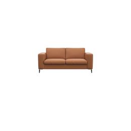 FLEXLUX 2-Sitzer &raquo;Fiore&laquo; breite Armlehnen, Kaltschaum, F&uuml;&szlig;e Alu+schwarz braun 100% Echteder B/H/T: 164cm x 85cm x 92cm, Echtleder