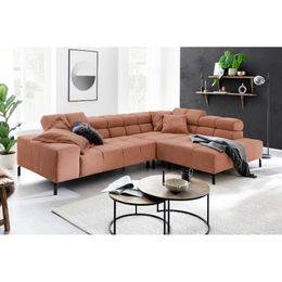 Home Affaire Ecksofa &raquo;Ancona New, wahlweise motorische Sitztiefenverstellung, auch in Cord&laquo; feine Steppung, mit Kopfteilverstellung, 3 Zierkissen, L-
