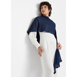 bonprix Damen bonprix Schal &raquo;Poncho-Schal&laquo; leicht durchscheinend, l&auml;ssiger &Uuml;berwurf, Poncho-Schal, Stola blau Einheitsgr&ouml;&szlig;e