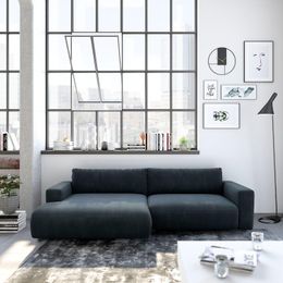 Musterring Ecksofa &raquo;LUCIA zeitlos, bequem, sch&ouml;ne Detailverarbeitung Breite 296cm, L-Form&laquo; schwarz Flachgewebe VALMONT (60% Baumwolle/40% Leinen);Leder PURO, 
