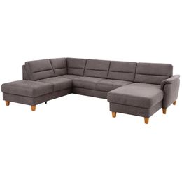 Home Affaire Wohnlandschaft &raquo;Palmera U-Form, B: 308 cm&laquo; optional Schlaffunktion & Bettkasten, Federkern grau 100% Polyester;Struktur (100% Polyester);