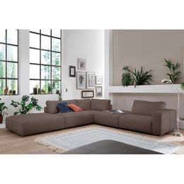 Musterring Ecksofa &raquo;LUCIA L-Form&laquo; in vielen Qualit&auml;ten und 4 verschieden N&auml;hten braun Flachgewebe FLORIS (100% Polyester);Flachgewebe VALMONT (60% Baumwolle/ 40%