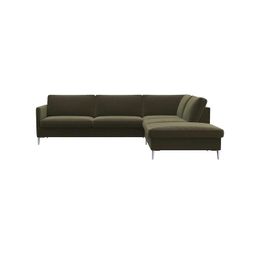 FLEXLUX Ecksofa &raquo;Fiore, L-Form, bequem und komfortabel durch hochwertigem Sitzaufbau&laquo; schmale Armlehnen, Kaltschaum, F&uuml;&szlig;e Alu gr&uuml;n 100% Polyester B/H/