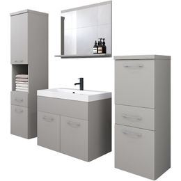 Welltime Badm&ouml;bel-Set &raquo;ELDA&laquo; Komplett-Set, 5 Stk. tlg. grau Holzwerkstoff B/H/T: 120cmcm x 133cmcm x 34,5cmcm