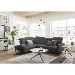 Musterring Ecksofa &raquo;MR 4615&laquo; mit Kopf- und R&uuml;ckenverstellung, Metallfu&szlig; schwarz, Ma&szlig;e 272 x 214 cm grau 100% Polyester B/H/T: 272cm x 84cm x 214cm, Flachgewebe, 