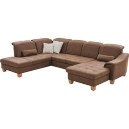 Die PlanBar Wohnlandschaft &raquo;PP-LA23145 U-Form&laquo; inkl. Kopfpolsterverstellung, Federkernpolsterung braun 100% Polyester B/H/T: 341cm x 88cm x 243cm, 