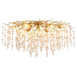 Globo LIGHTING Deckenleuchte &raquo;GLORIA&laquo; E14 1 Stk. Kristall Deckenleuchte f&uuml;r Wohn- & Esszimmer, gold gold 10, H: 48cm, 1 Stk.