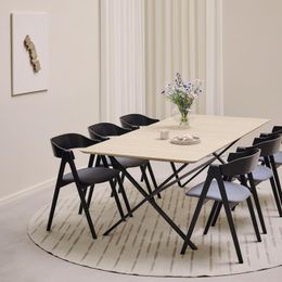 Esstisch &raquo;Meza Designtisch mit Auszugsfunktion und 2 Einlegeplatten&laquo; abgerundete Tischplatte MDF, gekreuztes Metallgestell, in zwei Breiten beige 