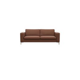 FLEXLUX 2,5-Sitzer &raquo;Fiore, super Sitzkomfort durch Kaltschaum,&laquo; breite Armlehnen, F&uuml;&szlig;e Alu+ Eiche braun 100% Echteder B/H/T: 196cm x 85cm x 92cm, 