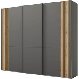 Musterring Schwebet&uuml;renschrank &raquo;Isabelle&laquo; T&uuml;ren mit Lamellenoptik, verschiedene Gr&ouml;&szlig;en und Farben, H&ouml;he 236cm grau Hartfaserplatte, Holzwerkstoff Graphit-Dekor, 