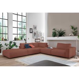 Musterring Ecksofa &raquo;LUCIA L-Form&laquo; in vielen Qualit&auml;ten und 4 verschieden N&auml;hten braun Flachgewebe FLORIS (100% Polyester);Flachgewebe VALMONT (60% Baumwolle/ 40%