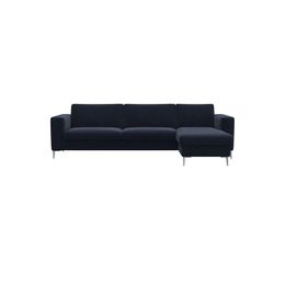 FLEXLUX Ecksofa &raquo;Fiore, super Sitzkomfort durch Kaltschaum im Sitz, L-Form&laquo; breite Armlehnen, F&uuml;&szlig;e Alu blau 100% Polyester B/H/T: 262cm x 85cm x 92cm,
