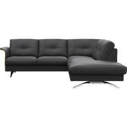 FLEXLUX Ecksofa &raquo;Glow, super bequem durch hochwertigem Sitzaufbau mit Federkern, L-Form&laquo; Modernes skandinavisches Design schwarz 100% Echteder B/H/T: 