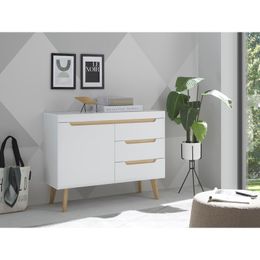Home Affaire Sideboard &raquo;Torge, Anrichte, Kommode, Schubladenschrank&laquo; 1 Stk. tlg. abgeschr&auml;gte F&uuml;&szlig;e, drei Farben, Scandi Design, 107 cm breit wei&szlig; B/H/