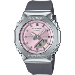 Casio G-Shock Damen Casio G-SHOCK Chronograph Quarzuhr, Armbanduhr, Damenuhr, Herrenuhr, Stoppfunktion, Resinband grau Einheitsgr&ouml;&szlig;e