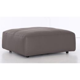 Musterring Hocker &raquo;LUCIA&laquo; grau Flachgewebe VALMONT (60% Baumwolle/40% Leinen);Leder PURO, pigmentiertes Leder;Microfaser CRONA (100% Polyester);Flachgewebe 