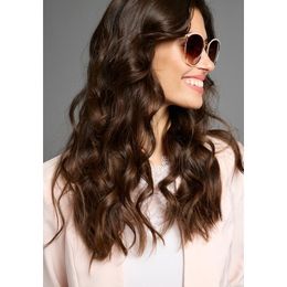 Laura Scott Damen Sonnenbrille mit golffarbendem Vollrand und rosa Halbbesatz - NEW bunt Einheitsgr&ouml;&szlig;e